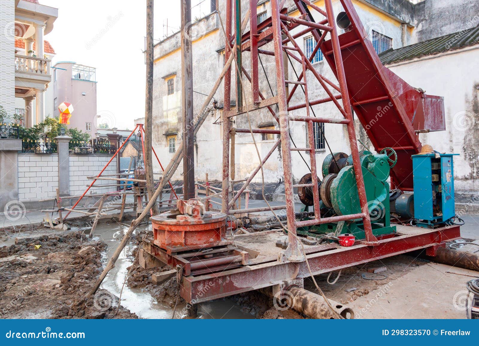 Drilling Rig for Foundation Digging at Horizontal Composition Stock ...