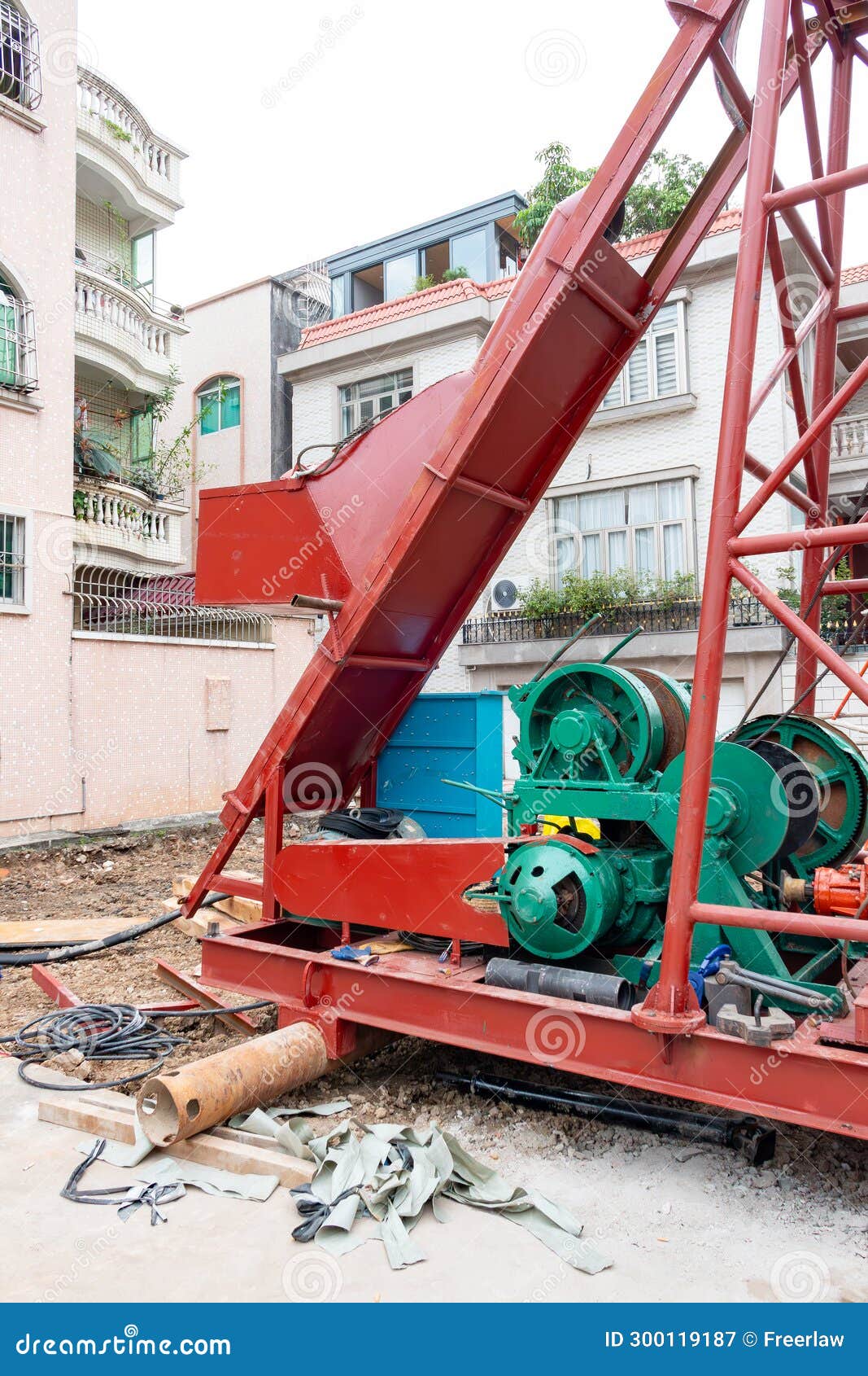 Drilling Rig for Foundation Digging at Vertical Composition Stock Image ...