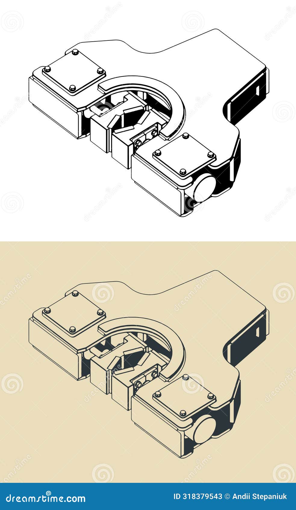 Drilling Rig Hydraulic Clamp Isometric Blueprints Cartoon Vector ...