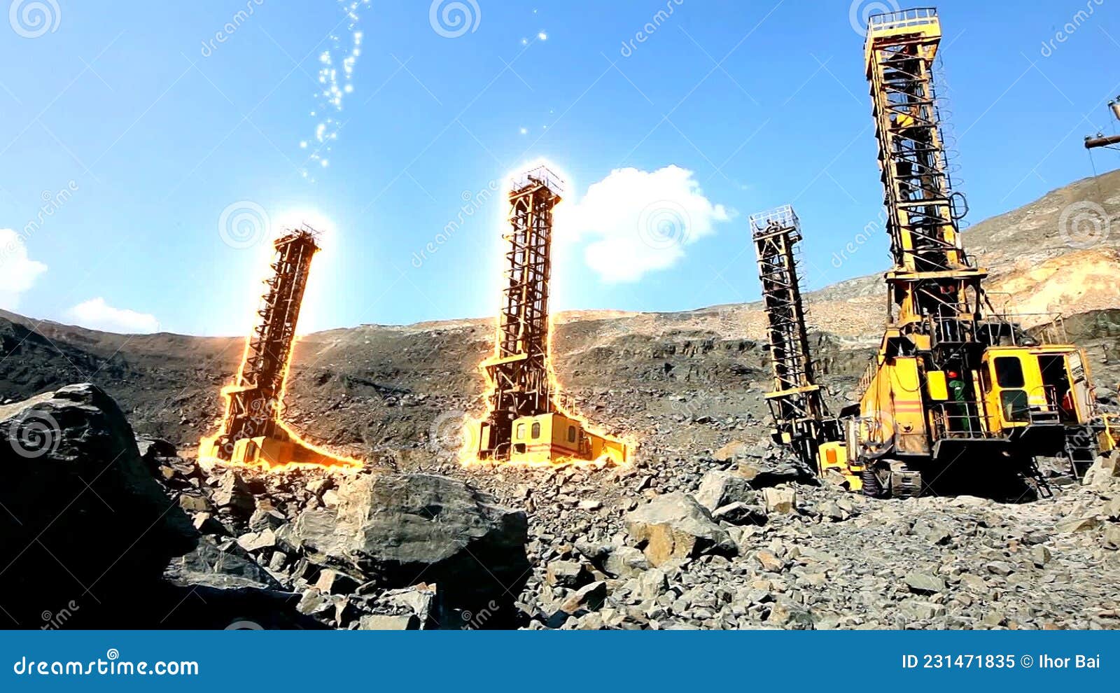 Drilling Rig. Iron Ore Mining Visualization. Modern Technologies in an ...