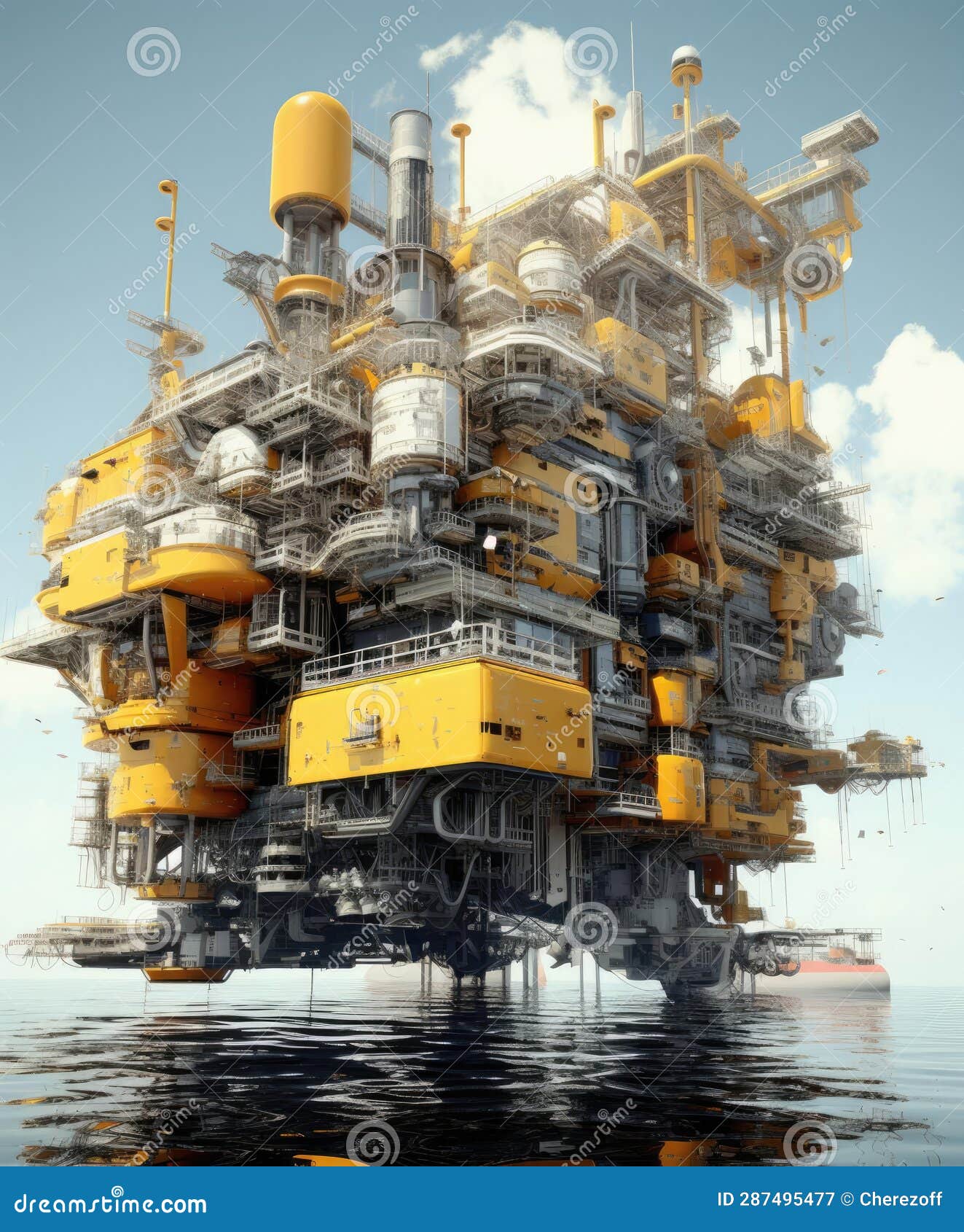 Drilling Rig with Luminous Elements Stock Illustration - Illustration ...