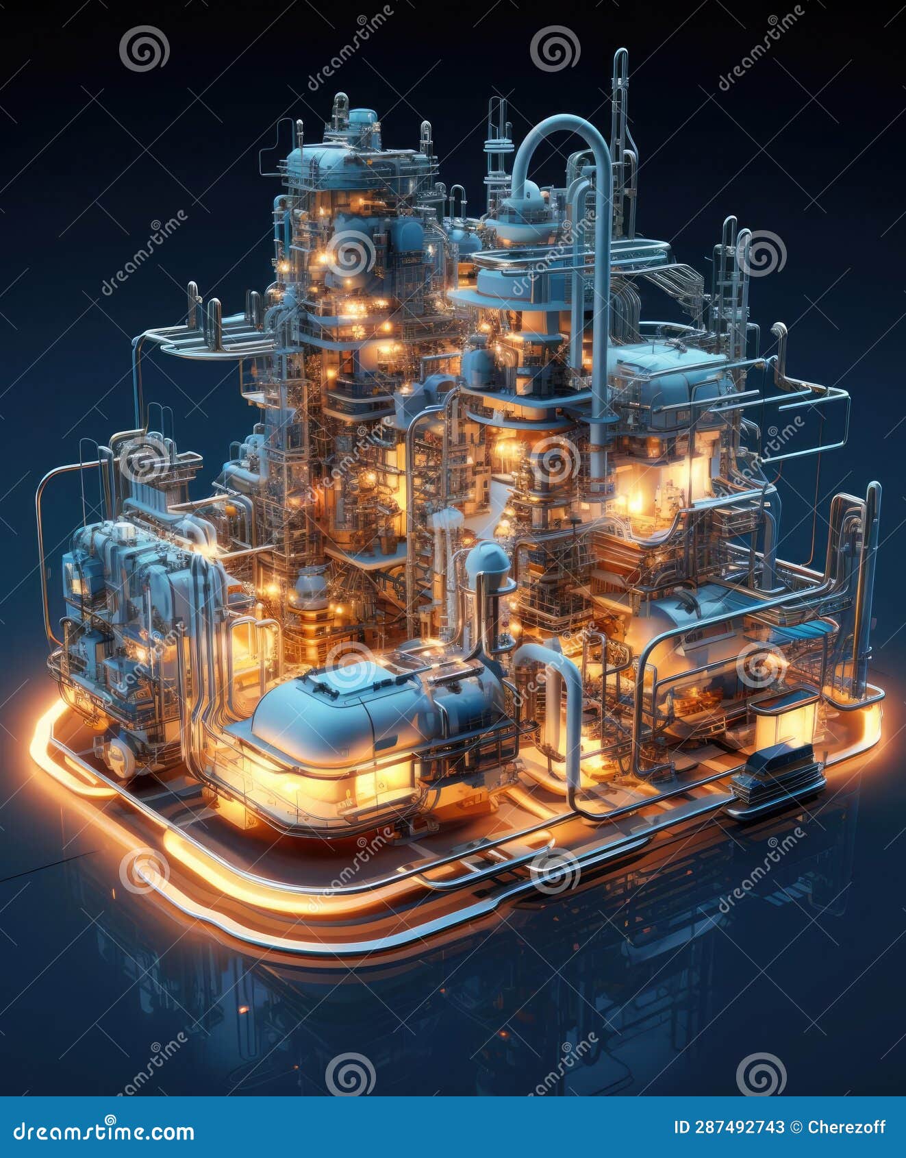 Drilling Rig with Luminous Elements Stock Image - Image of composition ...