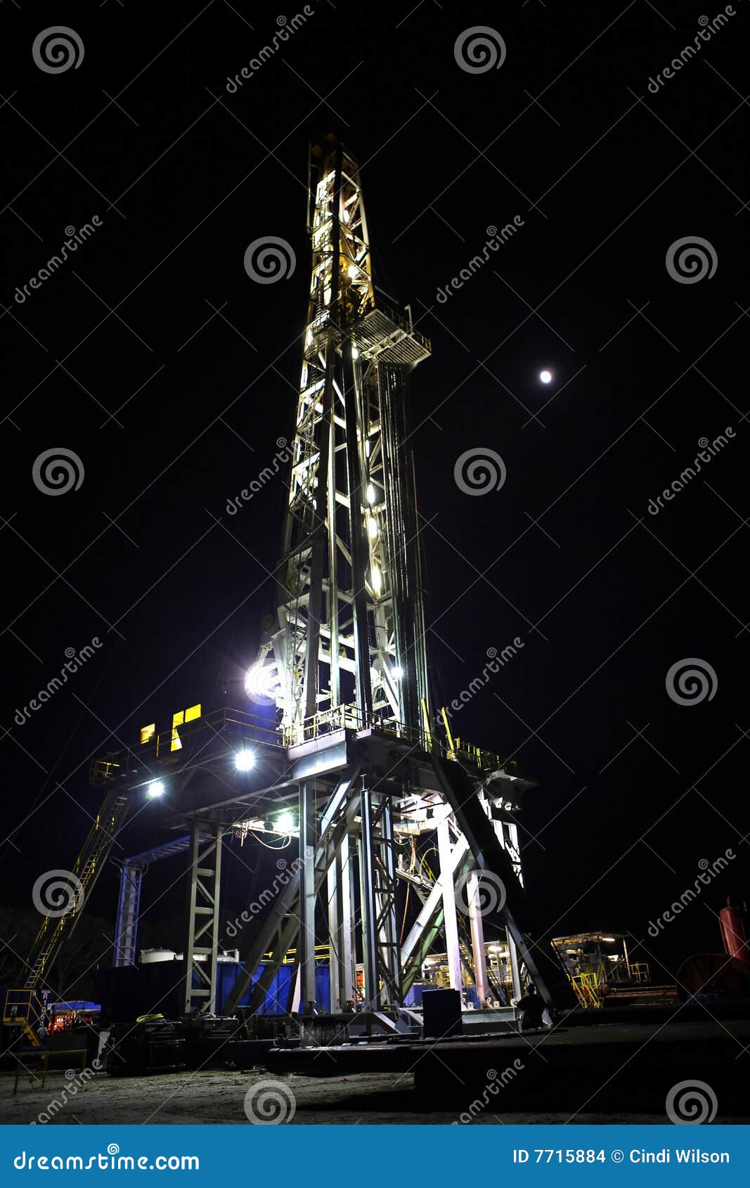 Drilling Rig at Night stock photo. Image of platform, moon - 7715884