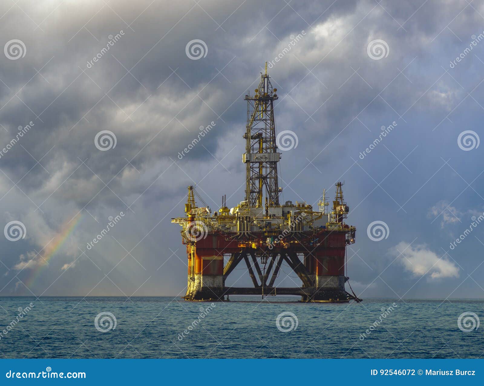 Drilling rig on the ocean stock photo. Image of oilfield - 92546072