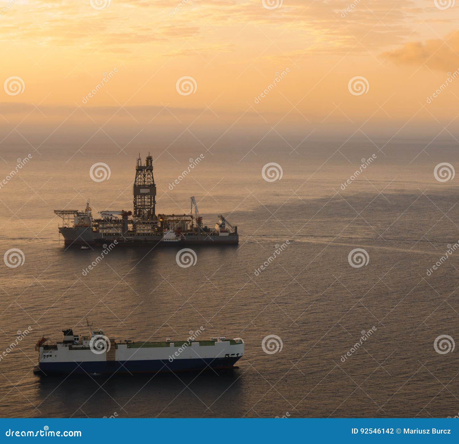 Drilling rig on the ocean stock photo. Image of production - 92546142