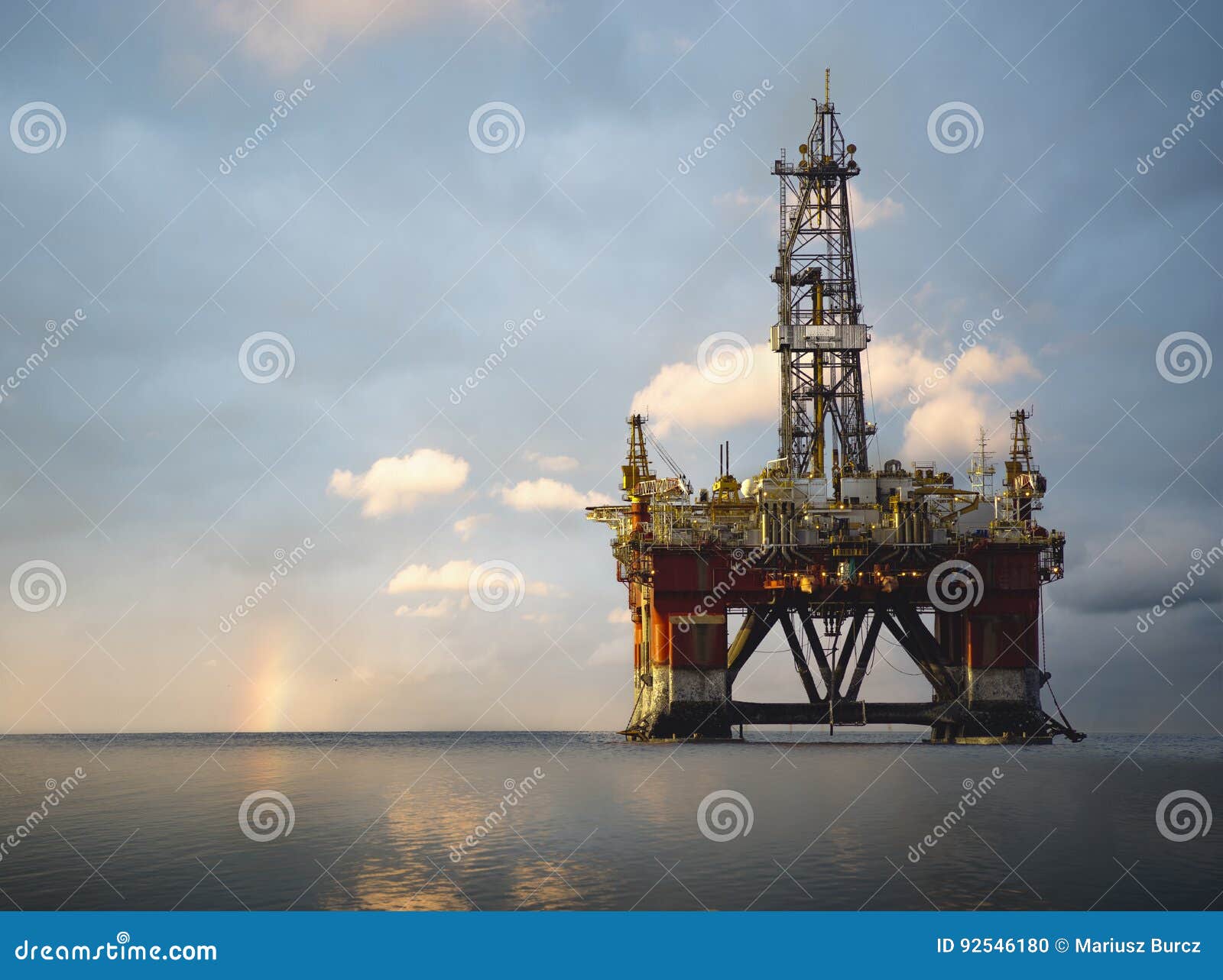 Drilling rig on the ocean stock photo. Image of crude - 92546180