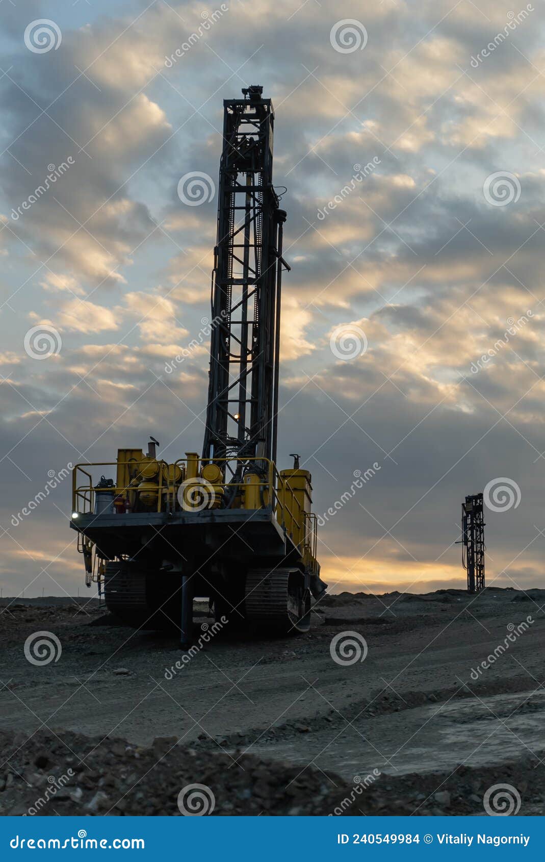 Drilling Rig in an Open Pit. Stock Photo - Image of time, drilling ...