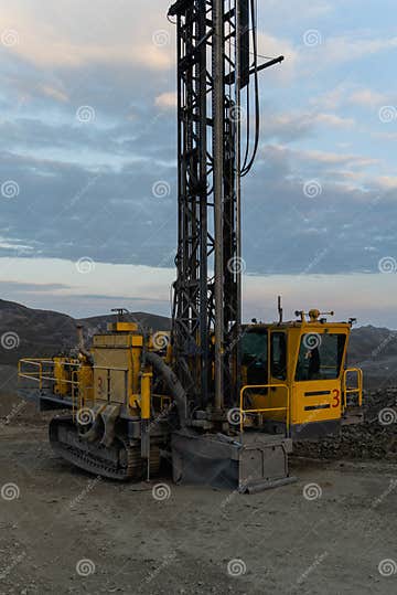 Drilling Rig in an Open Pit. Stock Photo - Image of siteevening, site ...