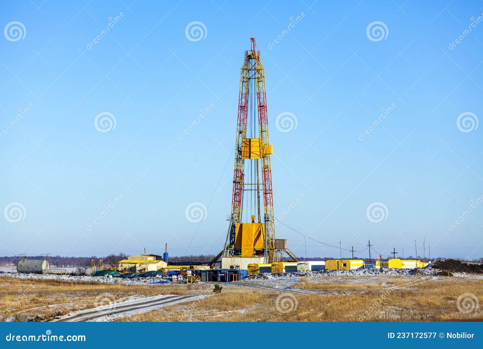 Drilling rig in operation stock image. Image of geology - 237172577