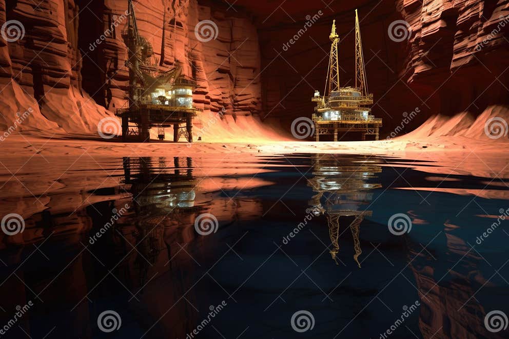 Drilling Rig Shadow on Icebergs Icy Surface Stock Photo - Image of ...