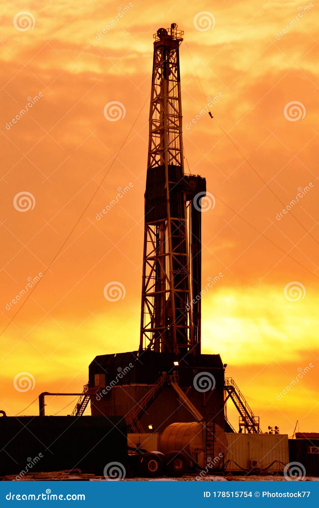 The Drilling Rig during Sunset Stock Photo - Image of field, sunrise ...
