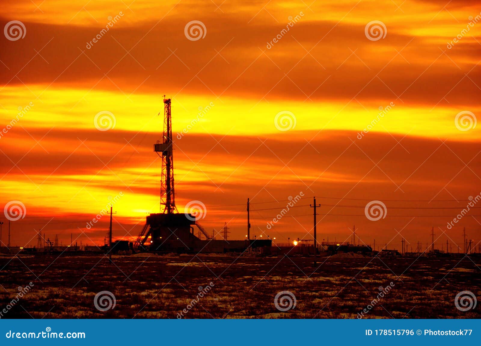 The Drilling Rig during Sunset Stock Photo - Image of night, resources ...