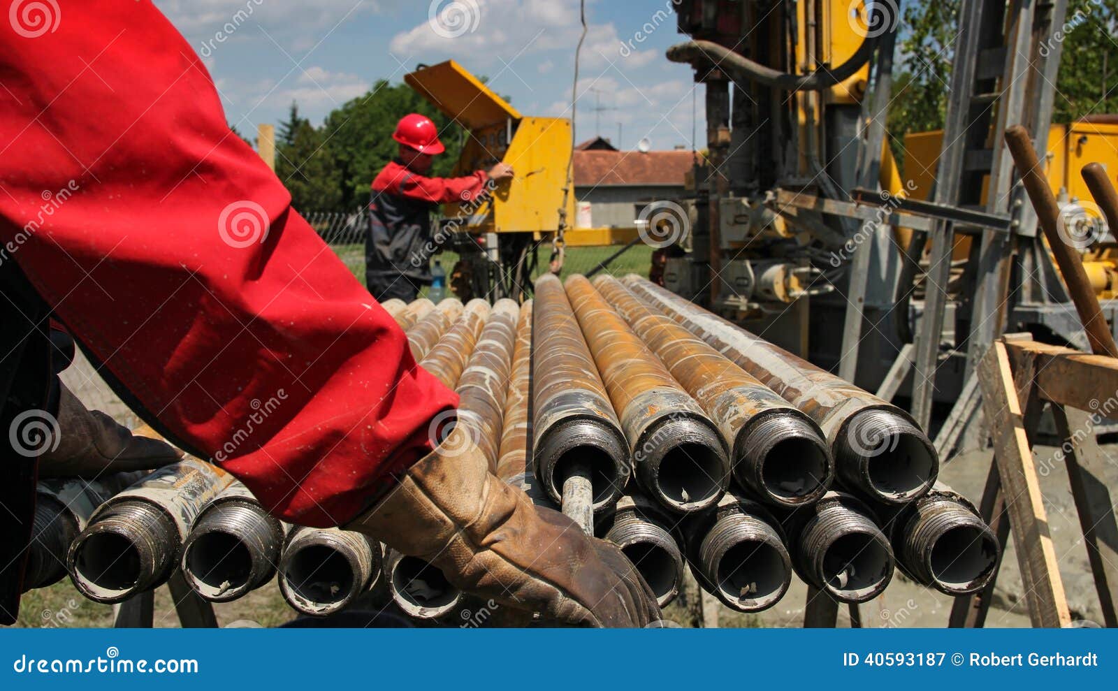 Lifting Drill Pipe On Core Drilling Platform Stock Image ...