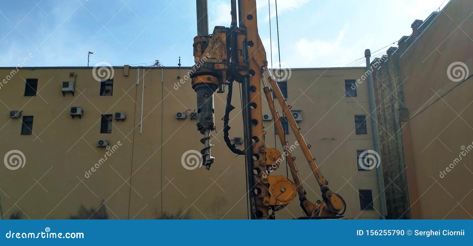 Drilling Rig at Work at a Construction Site Stock Photo - Image of ...