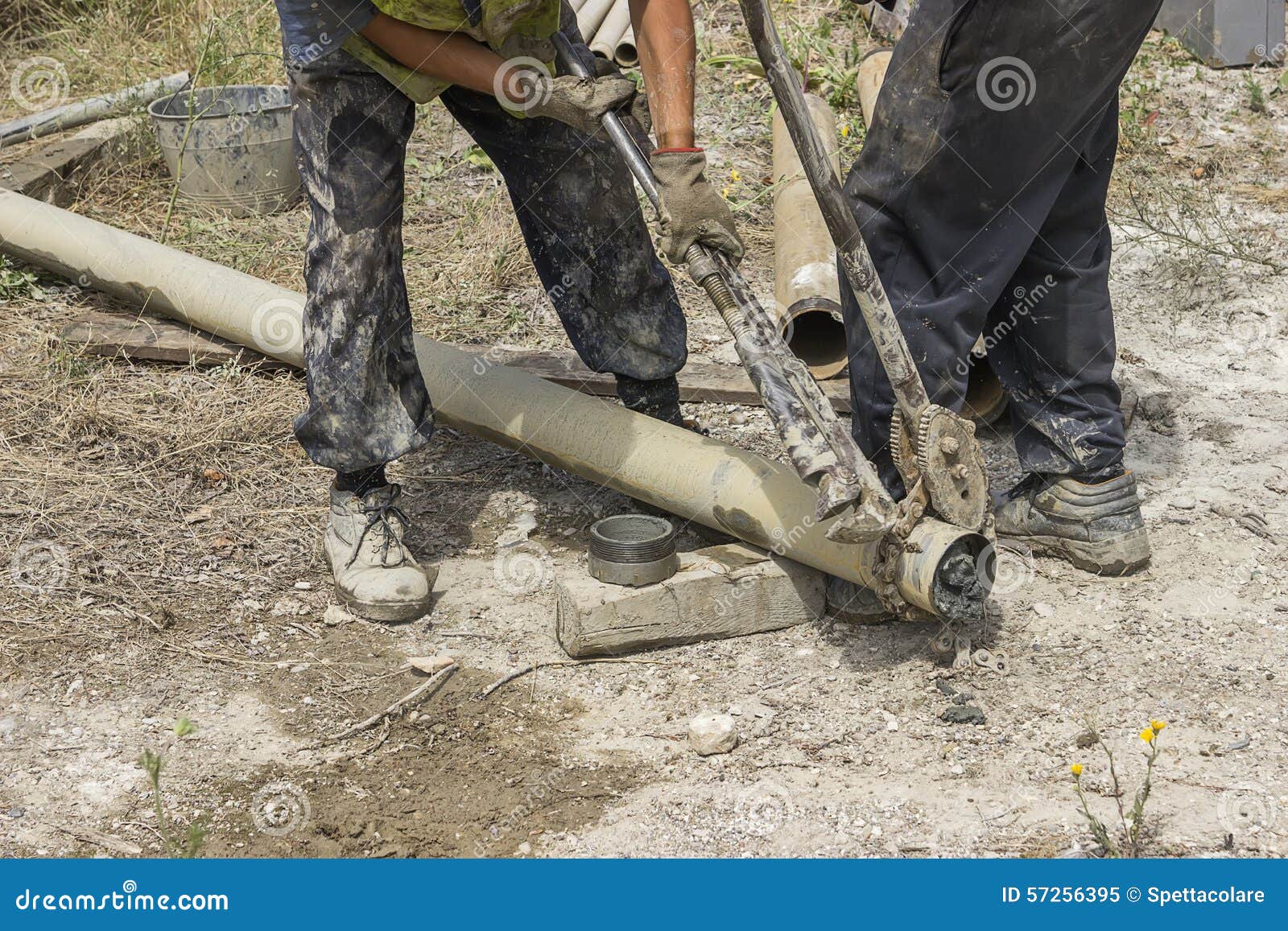 Drilling Rig Workers Teamwork Stock Image - Image of iron, cutting ...