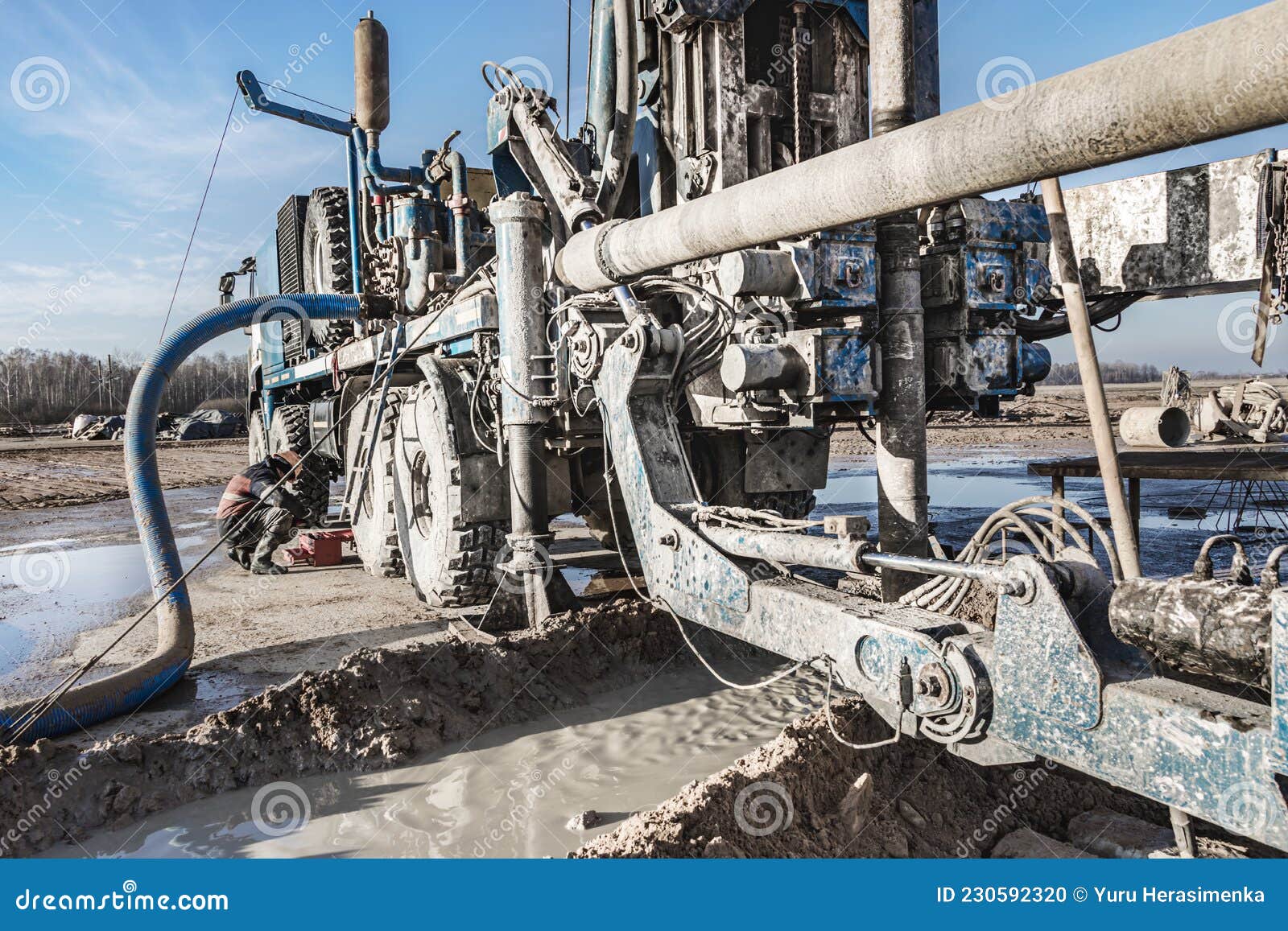 A Drilling Rig is Working on a Site. Deep Hole Drilling. Geological ...