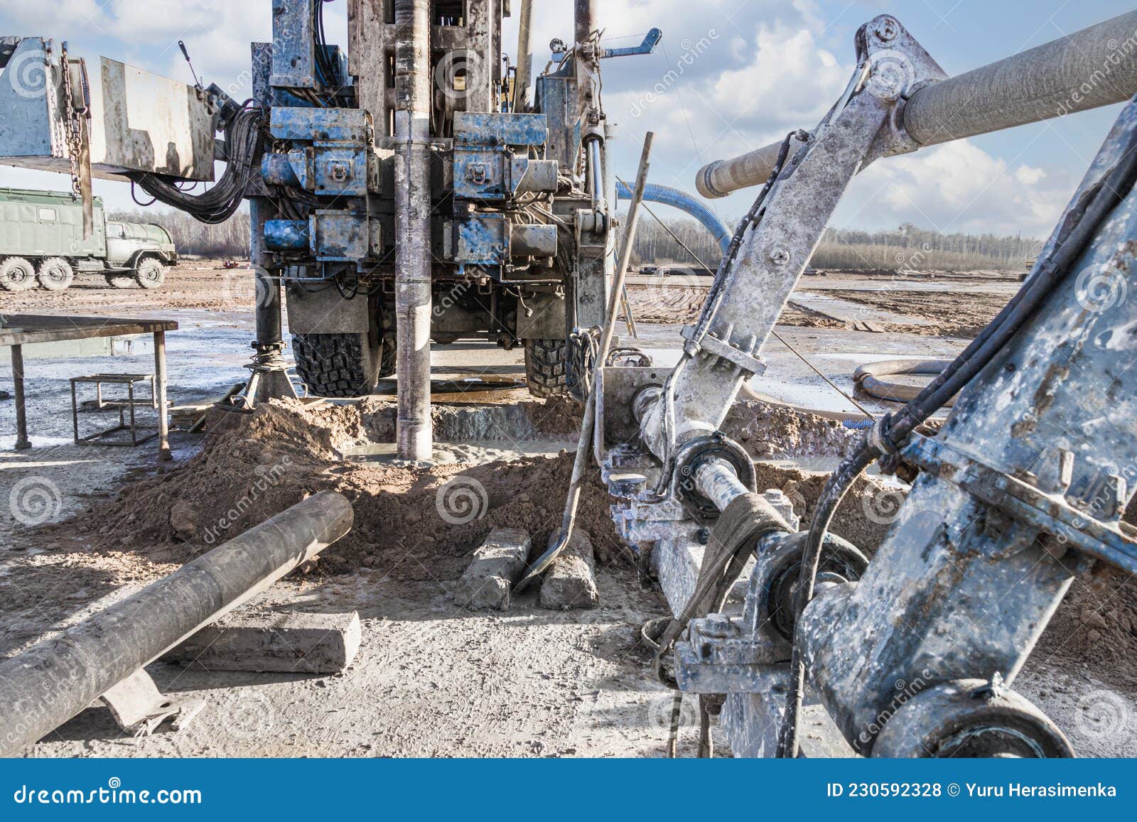 A Drilling Rig is Working on a Site. Deep Hole Drilling. Geological ...