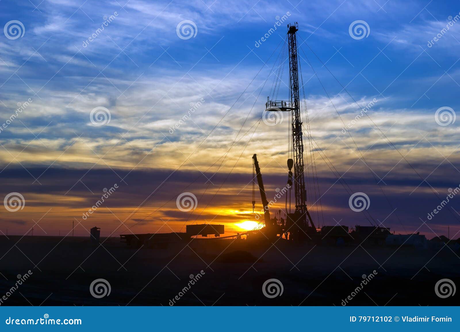 Drilling rigs daybreak stock photo. Image of steppe, view - 79712102