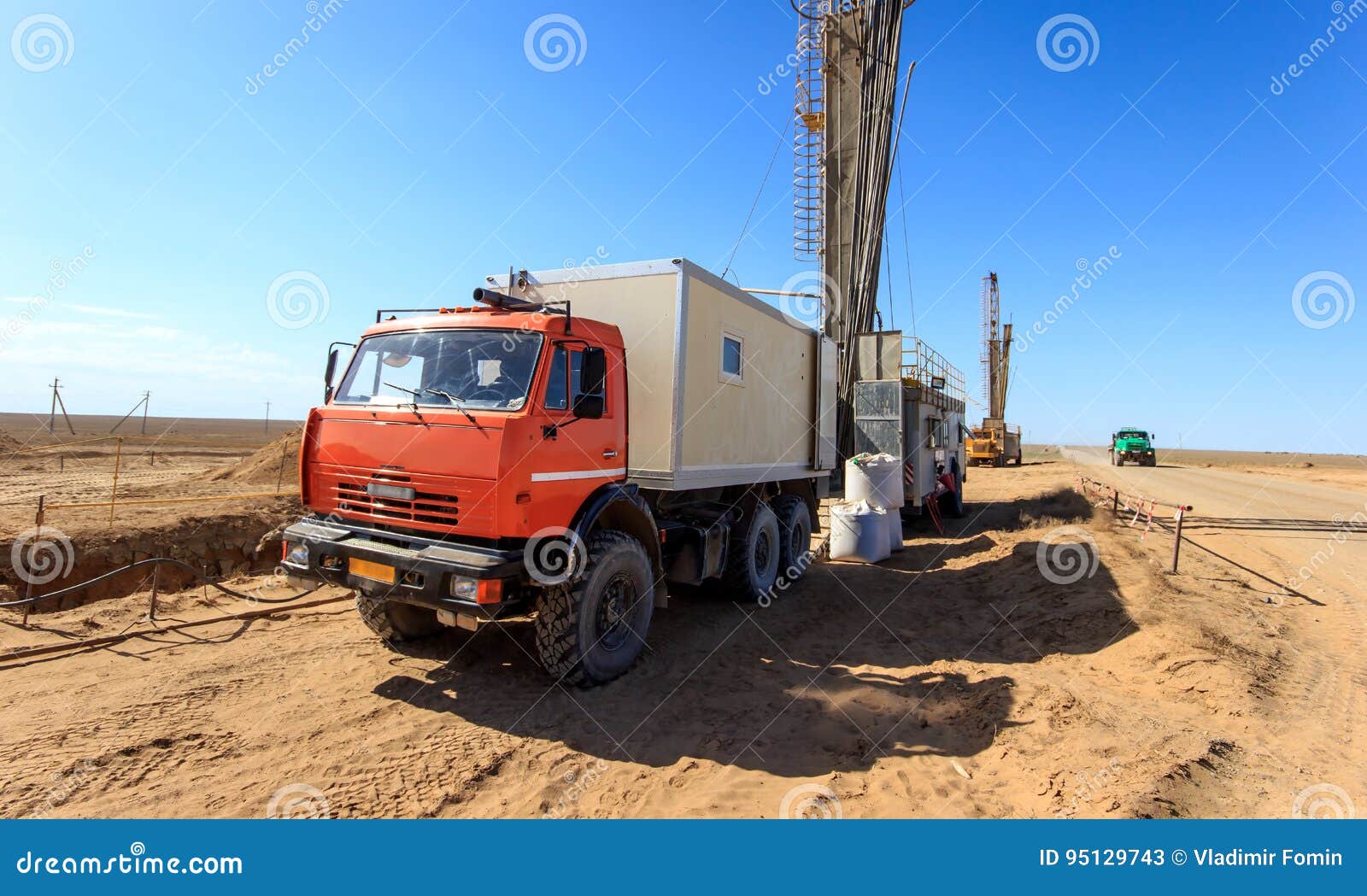 Drilling rigs stock image. Image of industry, works, steppe - 95129743