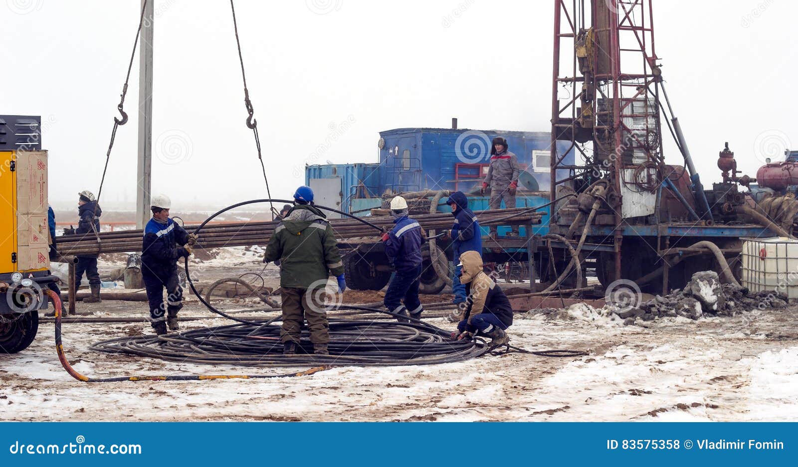 Drilling rigs editorial stock photo. Image of kazakhstan - 83575358