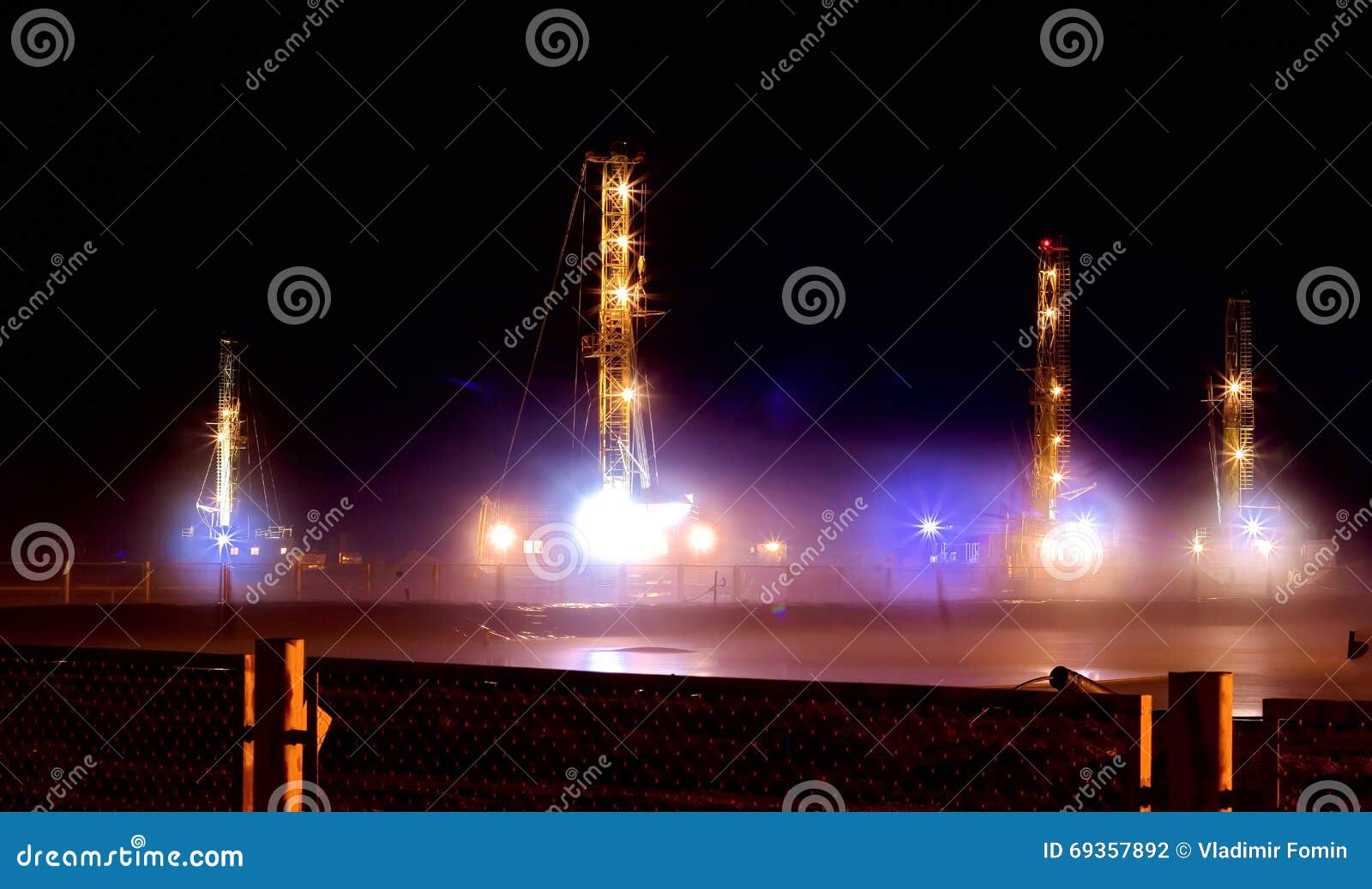 Drilling rigs stock photo. Image of clouds, steppes, night - 69357892