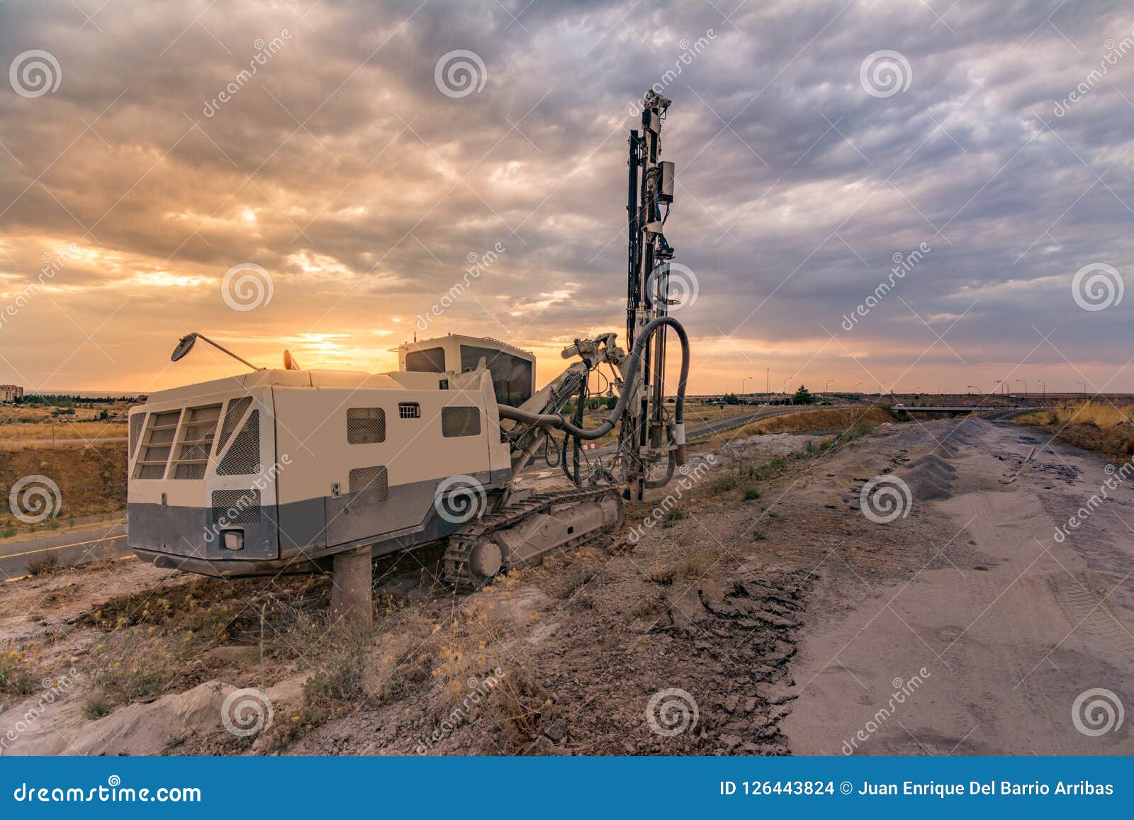 Drilling Rock in the Works of Creating a Road Stock Photo - Image of ...