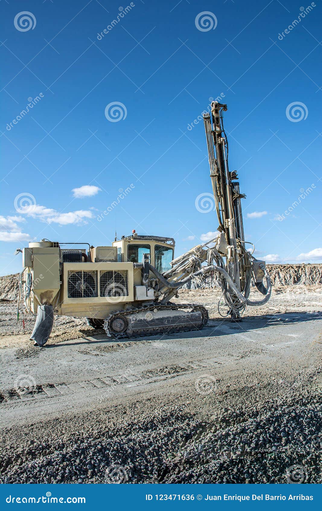Drilling Rock in the Works of Creating a Road Stock Photo - Image of ...