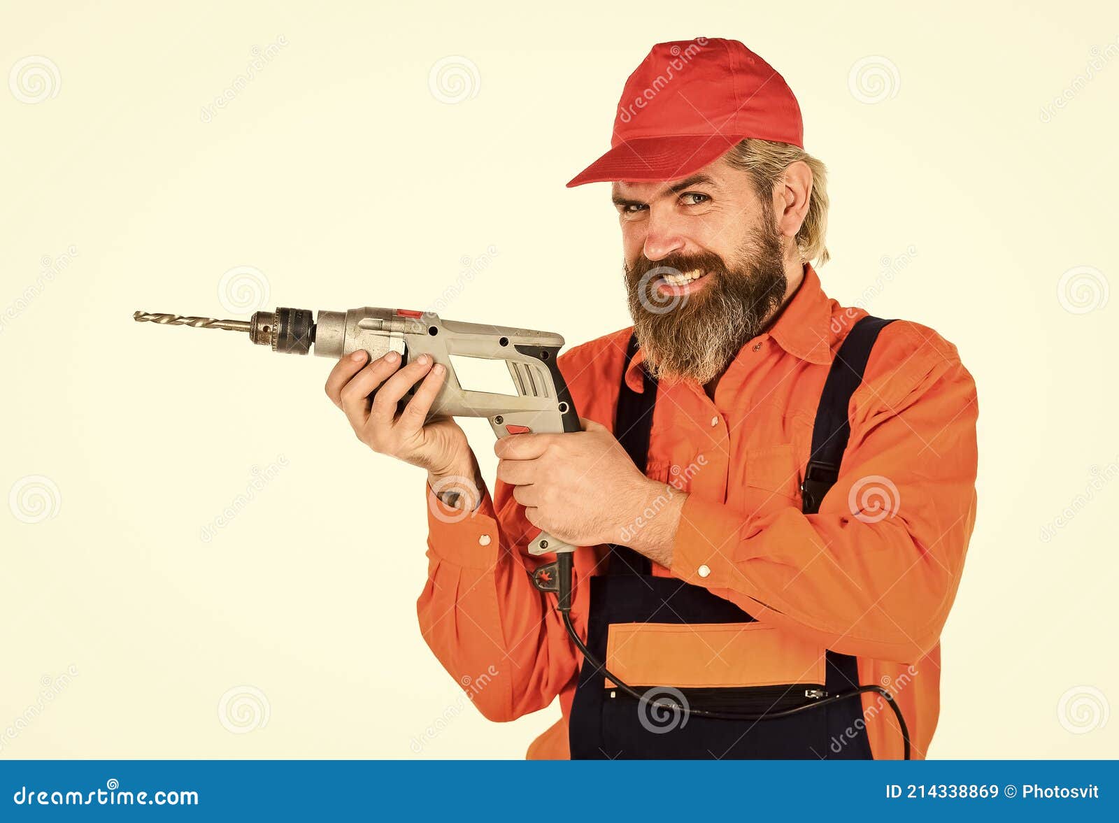 For Drilling Solid Wall You Need Masonry Bit. Man in Cap with Drills ...