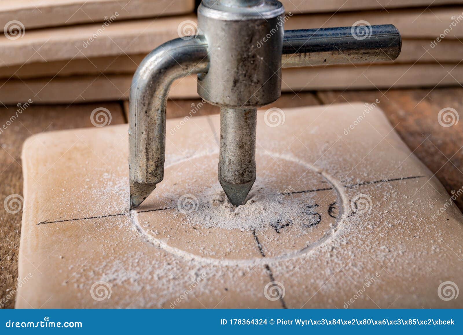 Drilling with a Special Drill in a Ceramic Tile. Tiling Works during ...