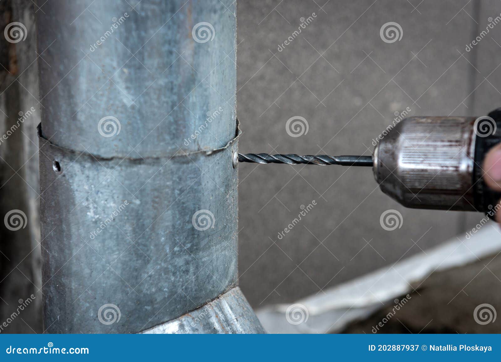 Drilling Steel Structure with Drill Stock Image - Image of machine ...