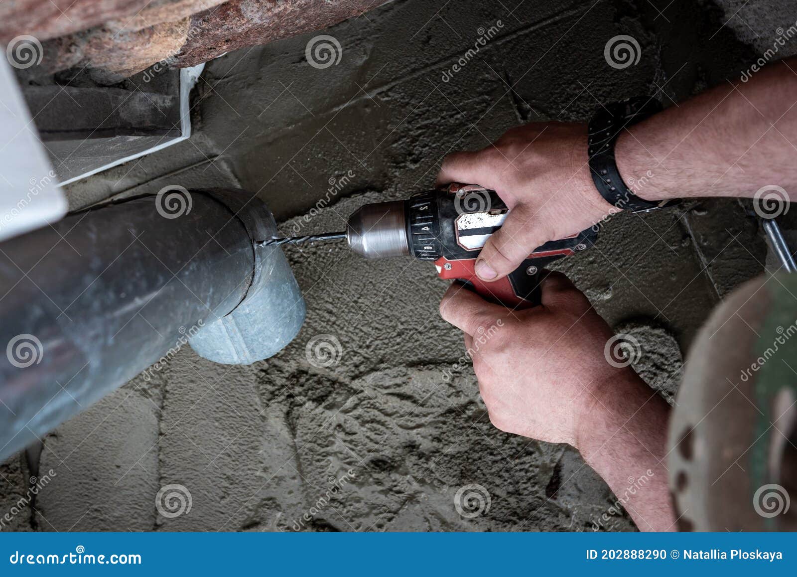 Drilling Steel Structure with Drill Stock Photo - Image of high ...