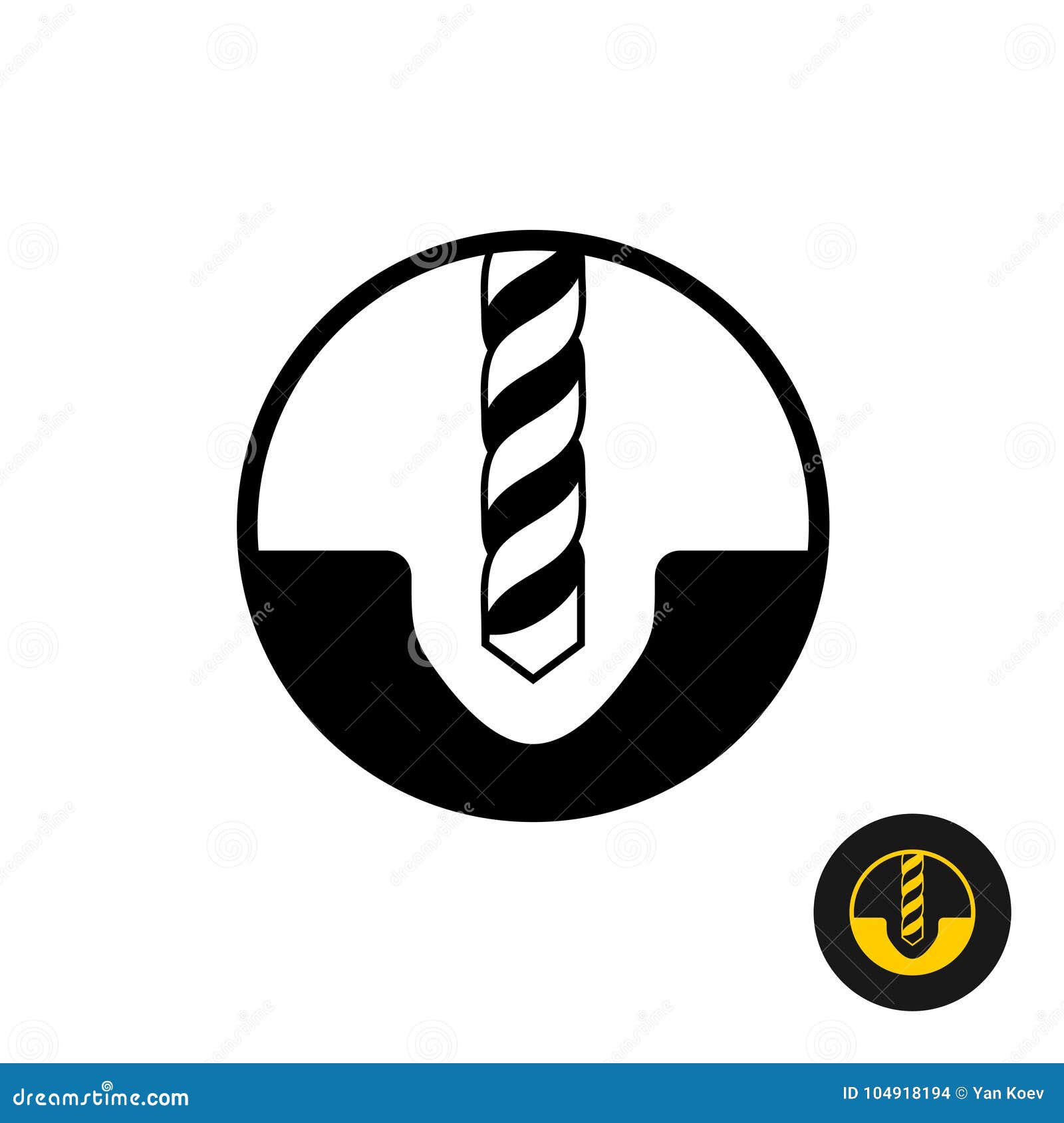 Drilling Symbol. Black Drill Bit with Hole in a Surface Icon Stock ...