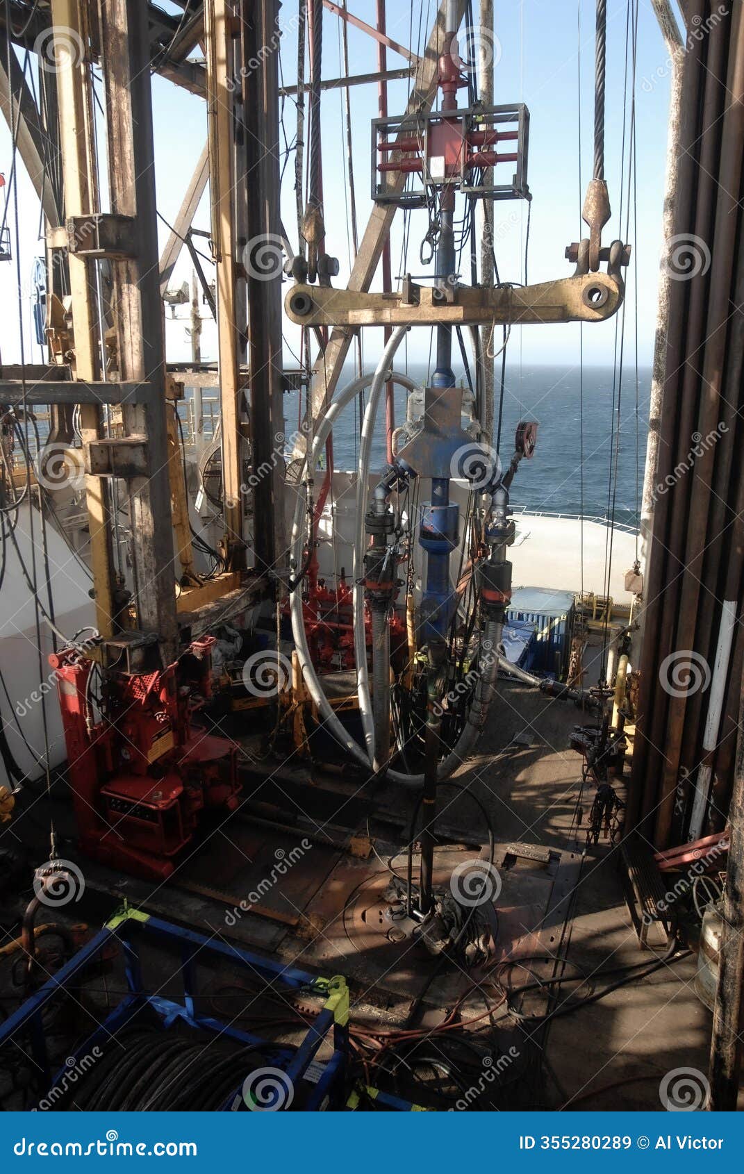 Oil Platform Drilling Rig Working Offshore. Stock Image - Image of seas ...