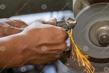 The Drilling Tool Manual Regrinding Process with Skill Operator Stock ...