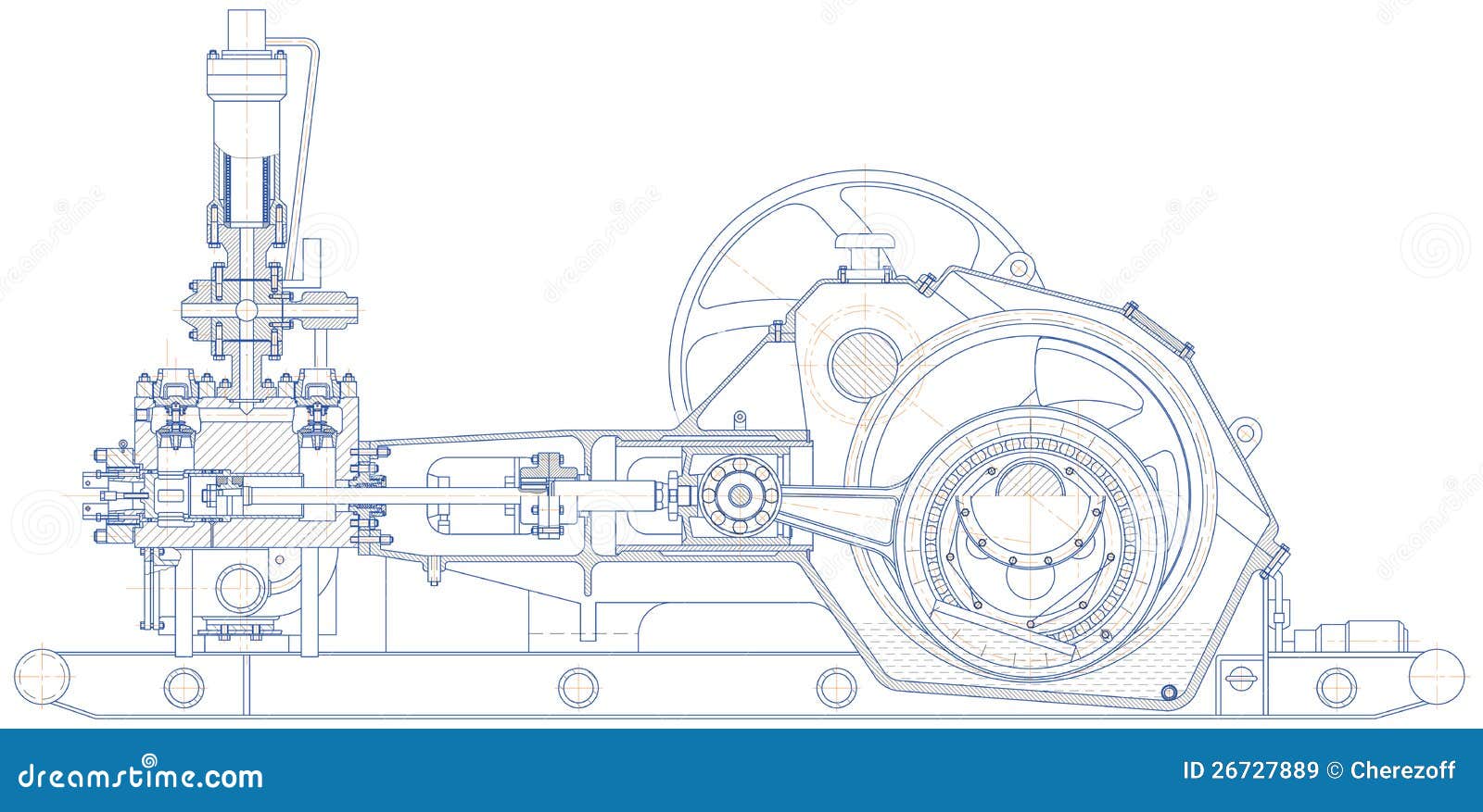 Drilling triplex pump stock illustration. Illustration of plan - 26727889