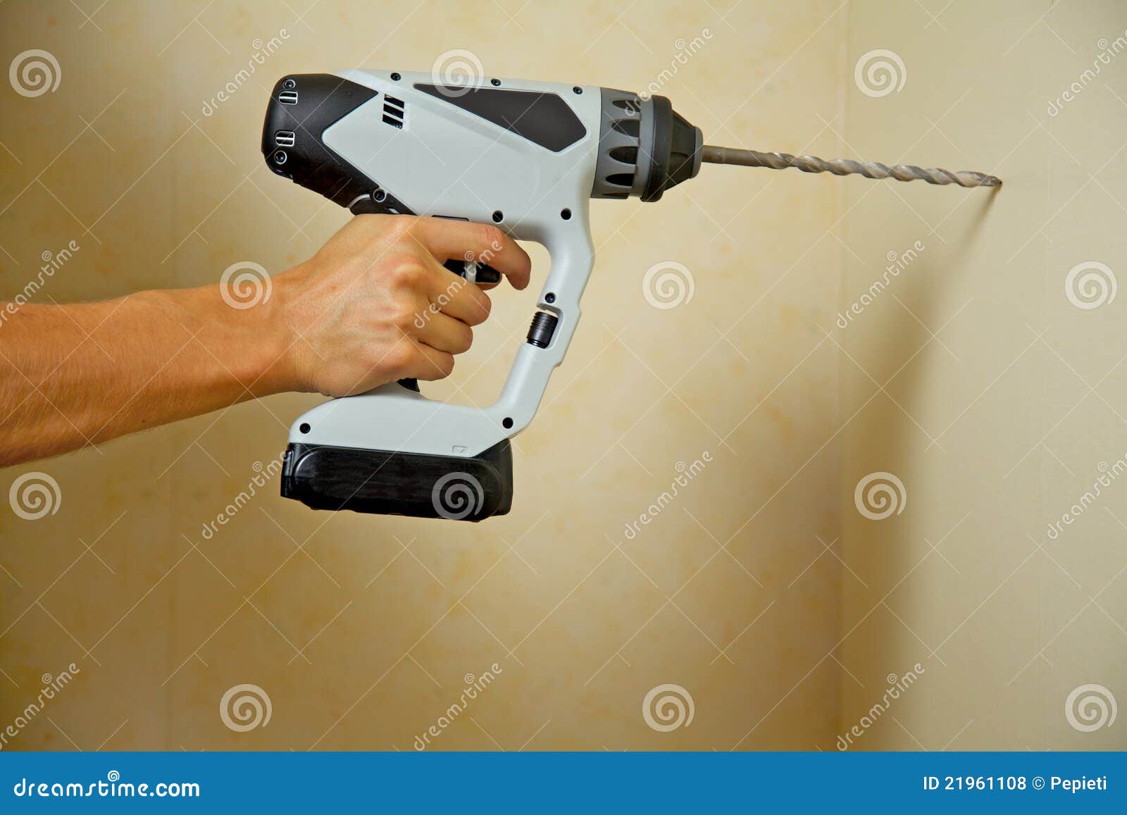 Drilling a wall stock photo. Image of device, machine - 21961108