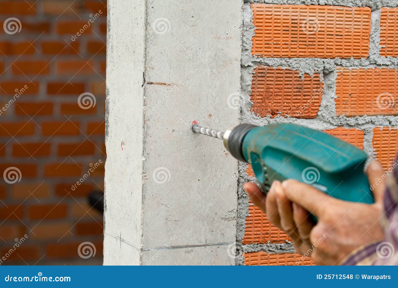 Drilling the Wall with Electric Drill 1 Stock Photo - Image of power ...