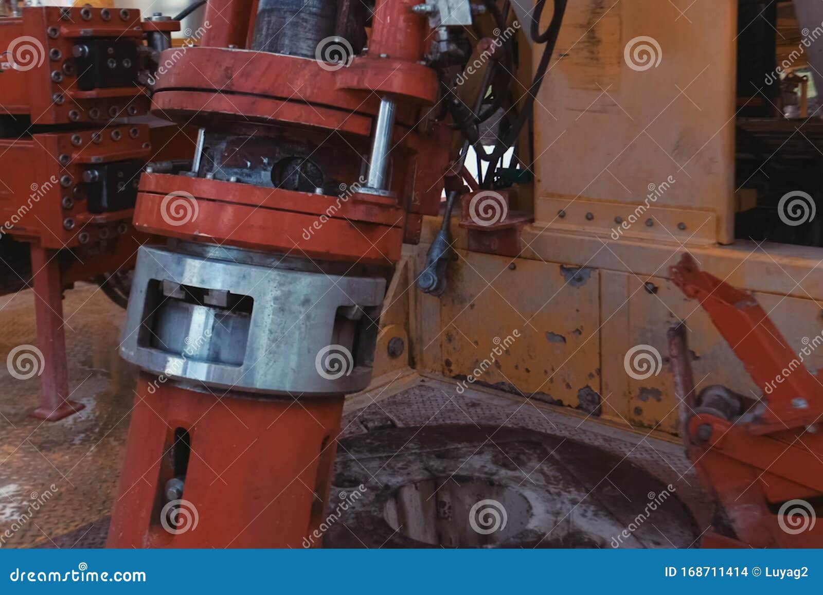 Drilling Work at the Well. Drill Rig, Rotation of Drill Pipe Stock ...