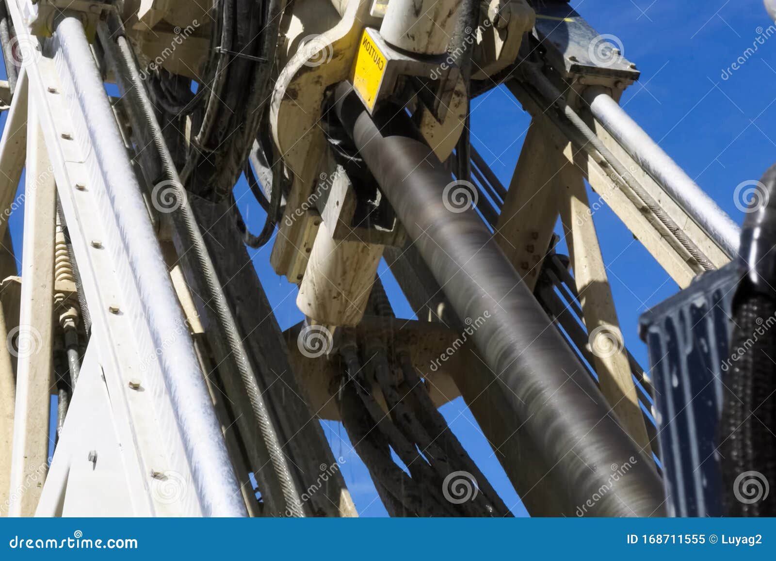 Drilling Work at the Well. Drill Rig, Rotation of Drill Pipe Stock ...