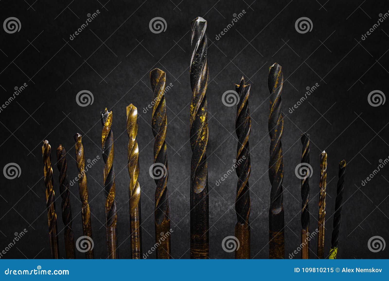 Drills on a Dark Background Stock Image - Image of bits, blade: 109810215