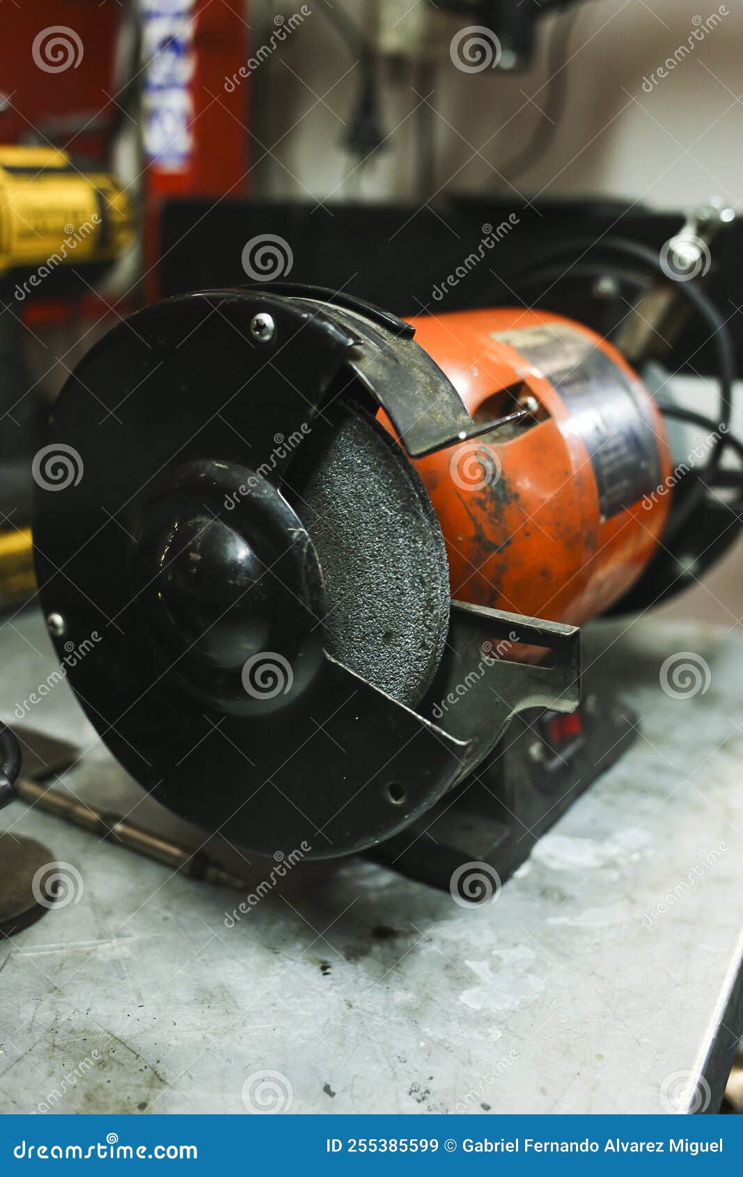 Drills, Emery and Other Tools on a Workbench Stock Image - Image of ...