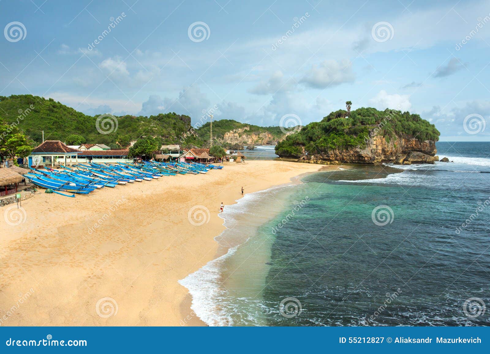 Drini Beach on Java, Indonesia Stock Image - Image of panoramic ...