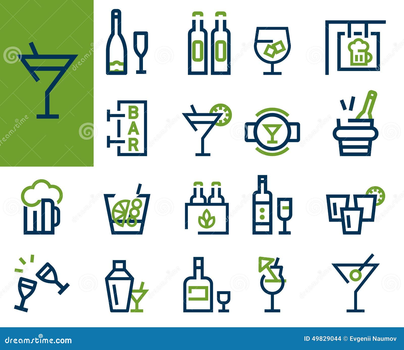 Drink Alcohol Beverage Icons Set Stock Vector - Illustration of shake ...