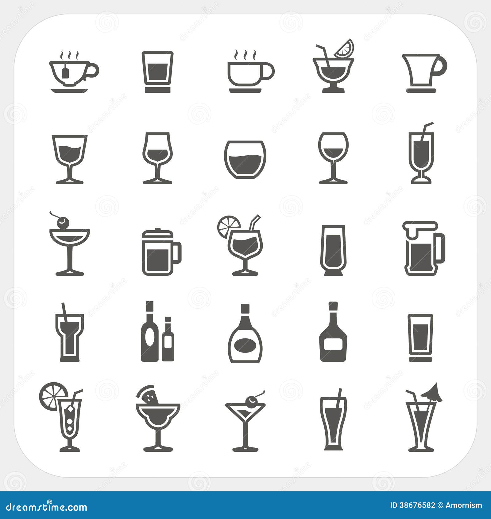 Drink and Beverage Icons Set Stock Vector - Illustration of alcohol ...
