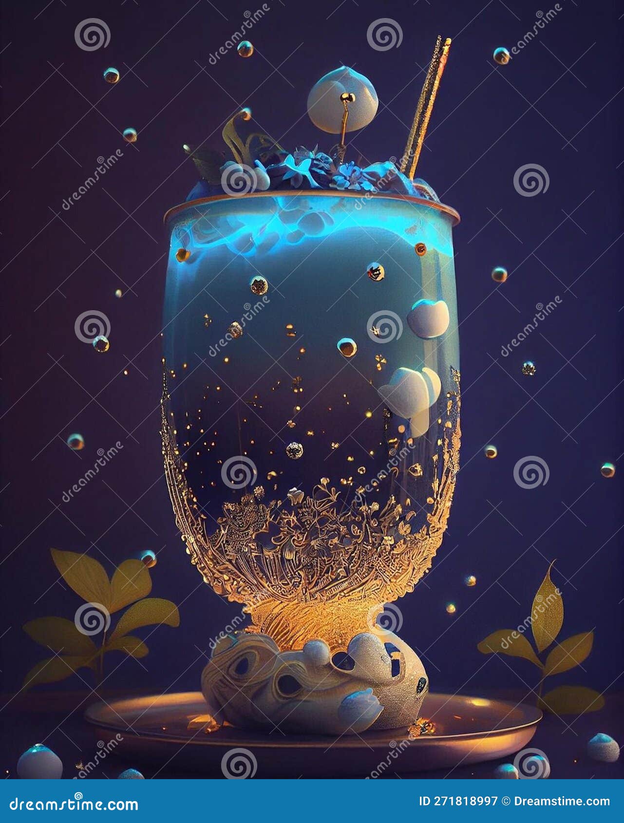 Drink with Boba Luxury Style Stock Illustration - Illustration of night ...