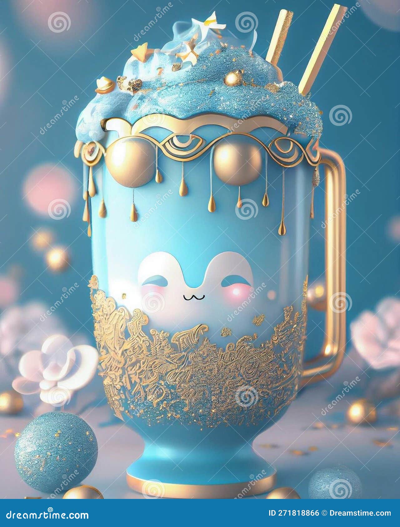 Drink with Boba Luxury Style Stock Illustration - Illustration of food ...