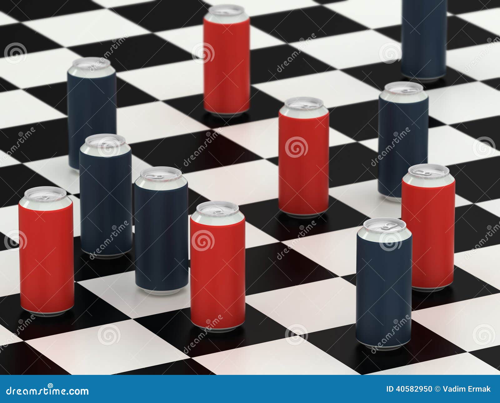 Drink Cans on a Checker Board Stock Illustration - Illustration of soda ...