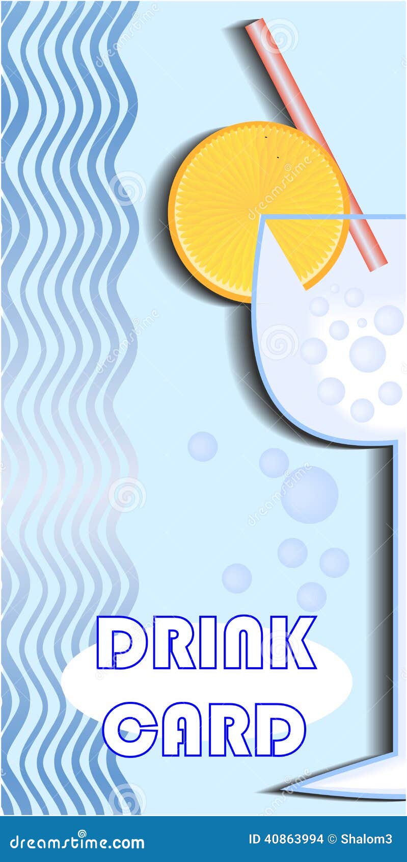 Drink Card Design with a Glass Stock Vector - Illustration of fast ...
