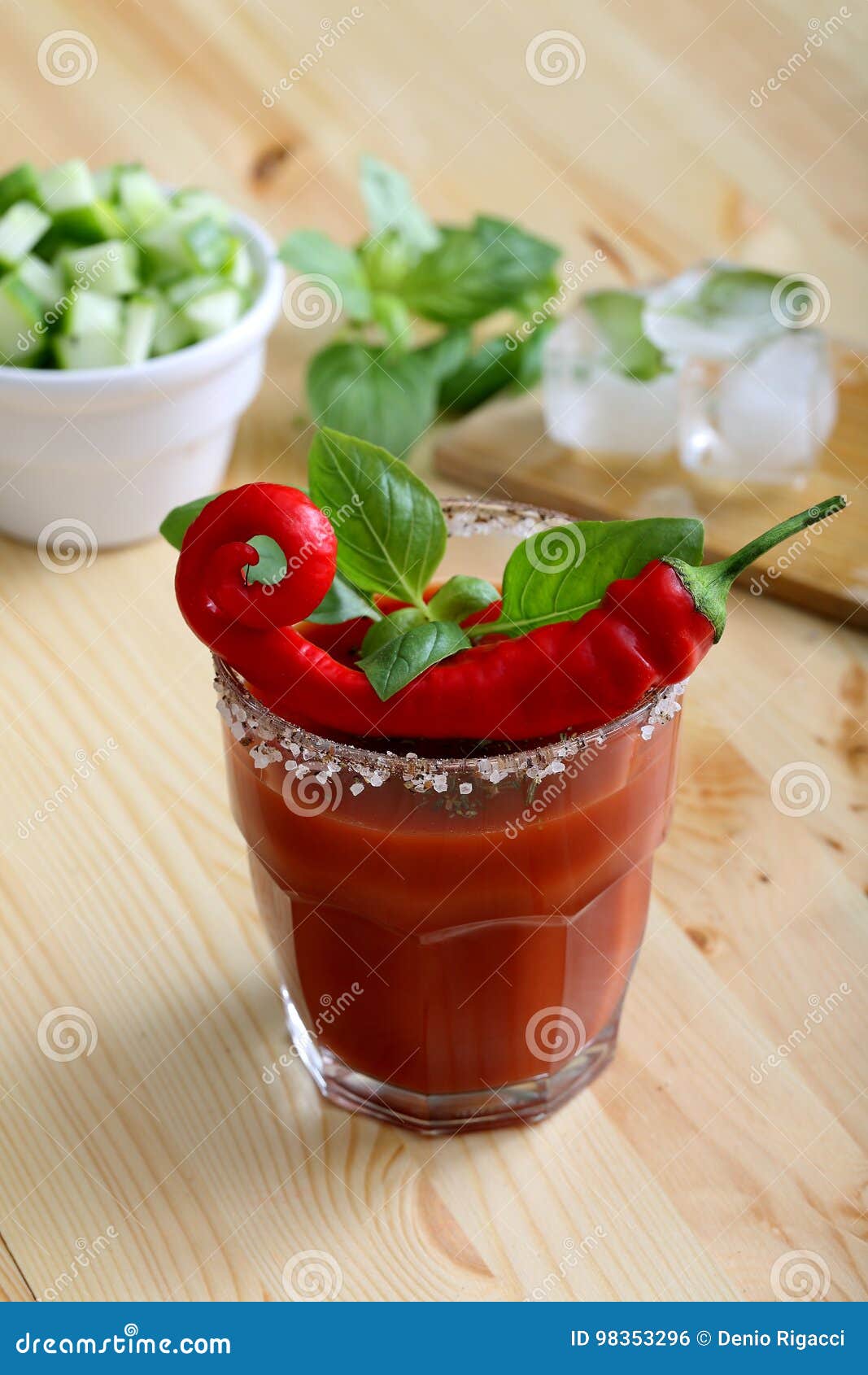 Drink or Cocktail with Tomato Juice and Red Hot Chilli Stock Photo ...