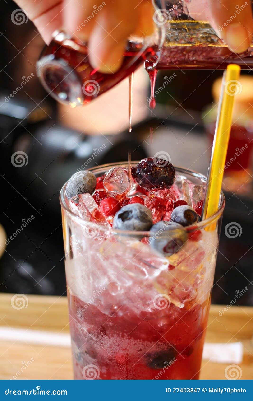 Drink with Fresh Fruit and Syrup Stock Image - Image of cold, brown ...